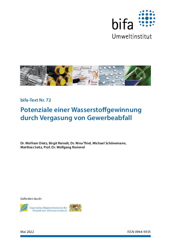 bifa-Text Nr. 72: Potenziale einer Wasserstoffgewinnung durch Vergasung ...